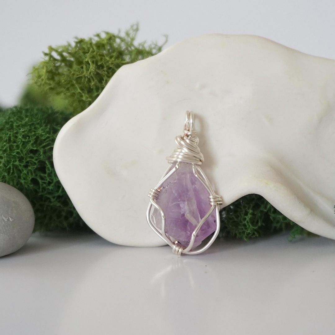 Raw Amethyst Necklace, Real Crystal Necklace, Anxiety Relief, Raw ...