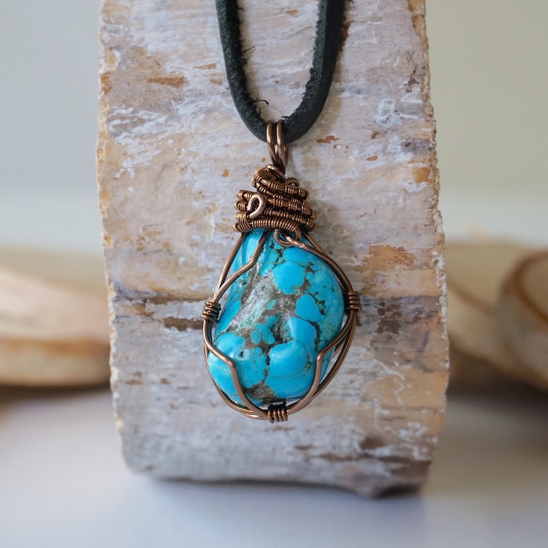 Mens Turquoise Necklace Genuine Turquoise Pendant Stone - Etsy