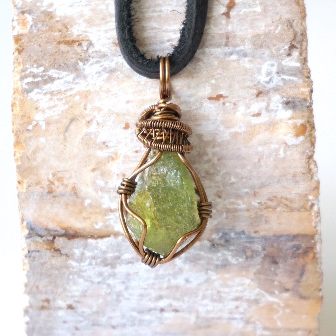 Peridot Necklace Men, Raw Gemstone Necklace, August Birthstone Necklace ...