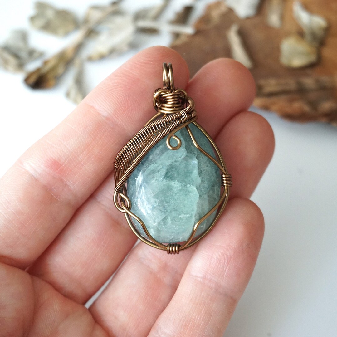 Fluorite Crystal Necklace, Green Fluorite Pendant, Anxiety Necklace ...