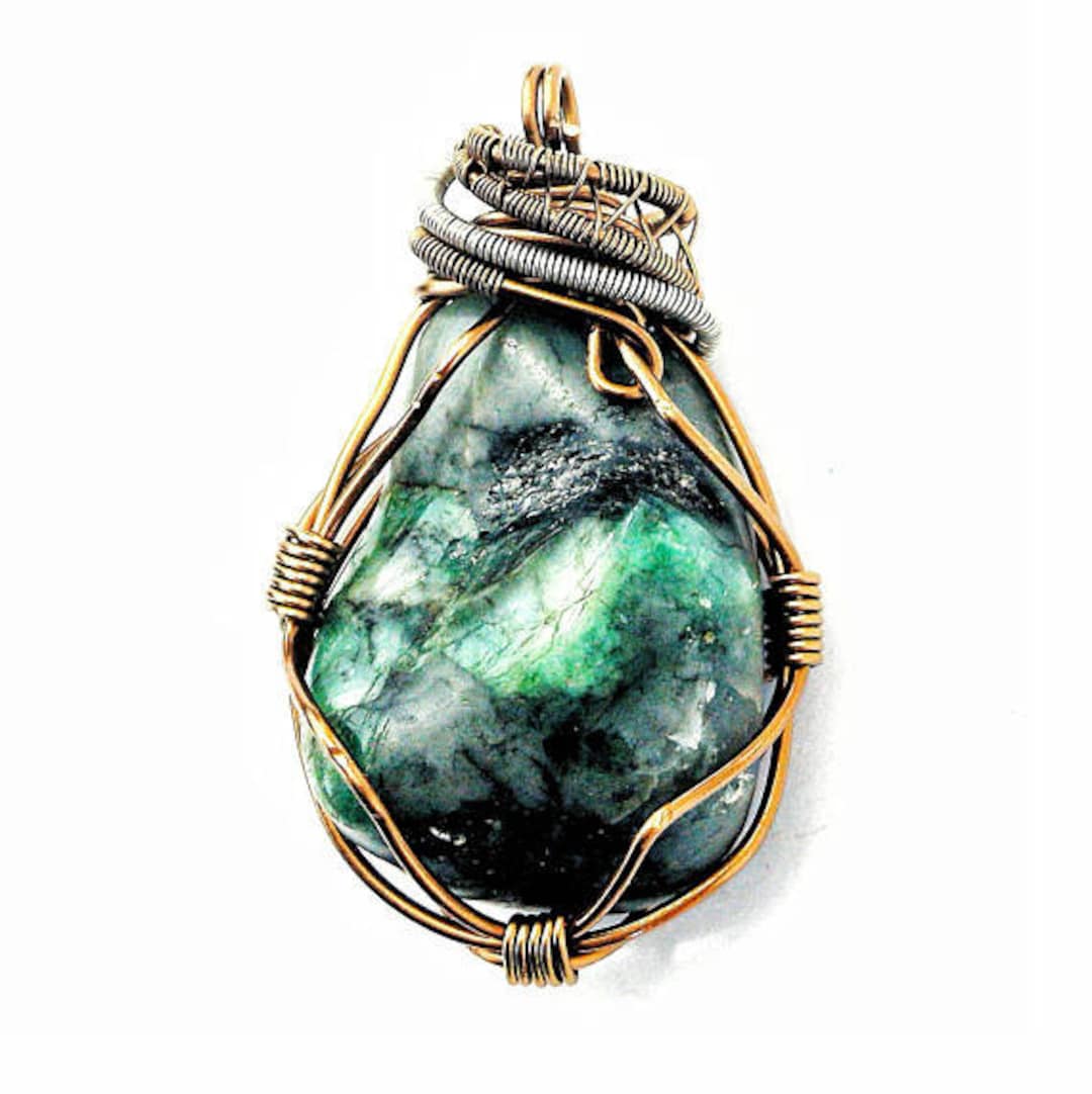 Natural Emerald Pendant, Raw Emerald Necklace, May Birthstone Necklace ...