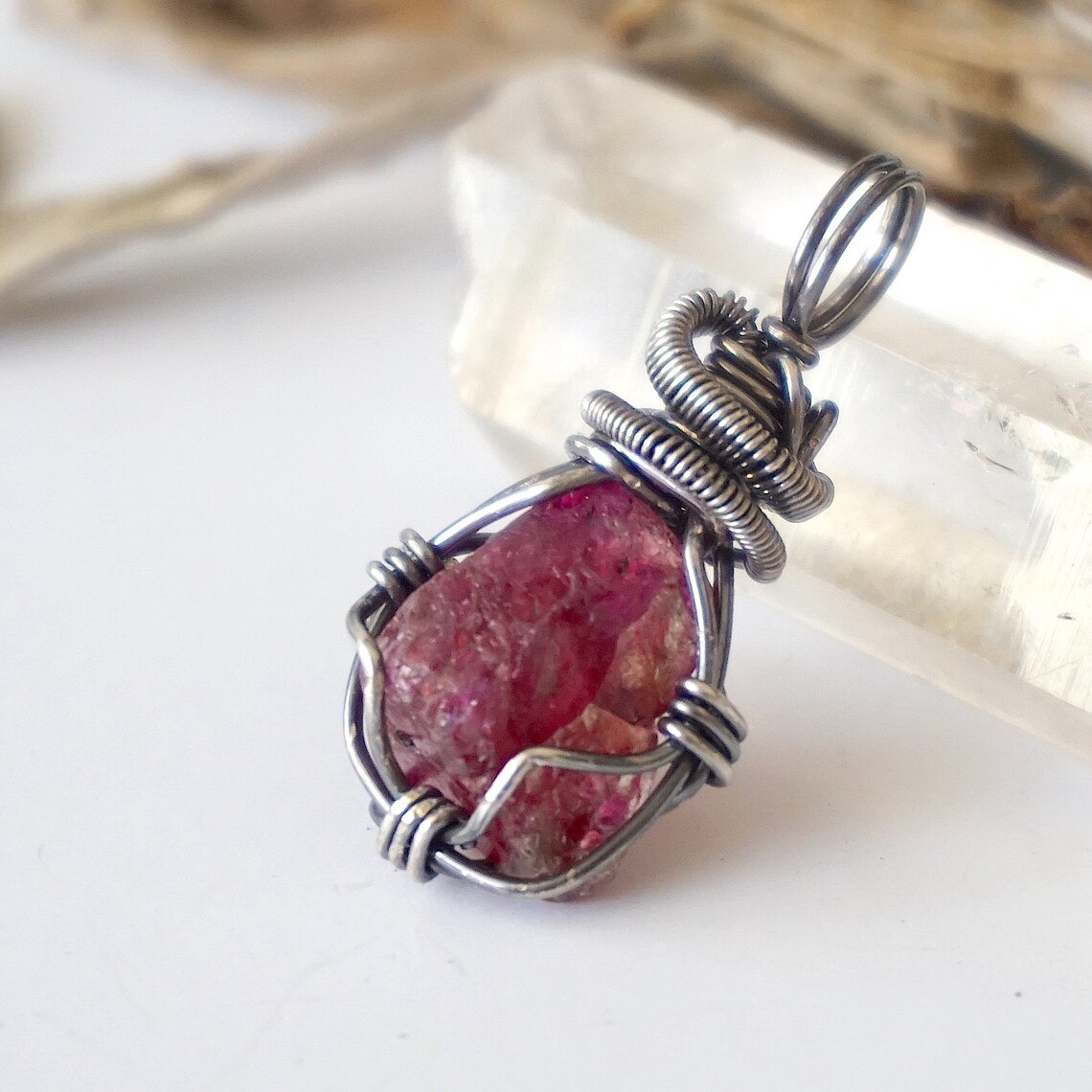 Raw Ruby Necklace Ruby Birthstone Necklace Raw Crystal | Etsy