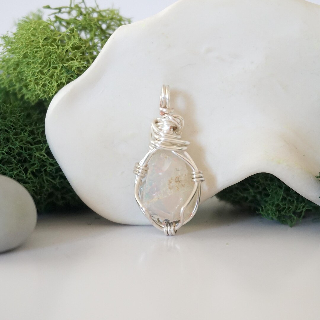 Raw Opal Necklace, Crystal Opal Pendant, October Birthstone Necklace ...