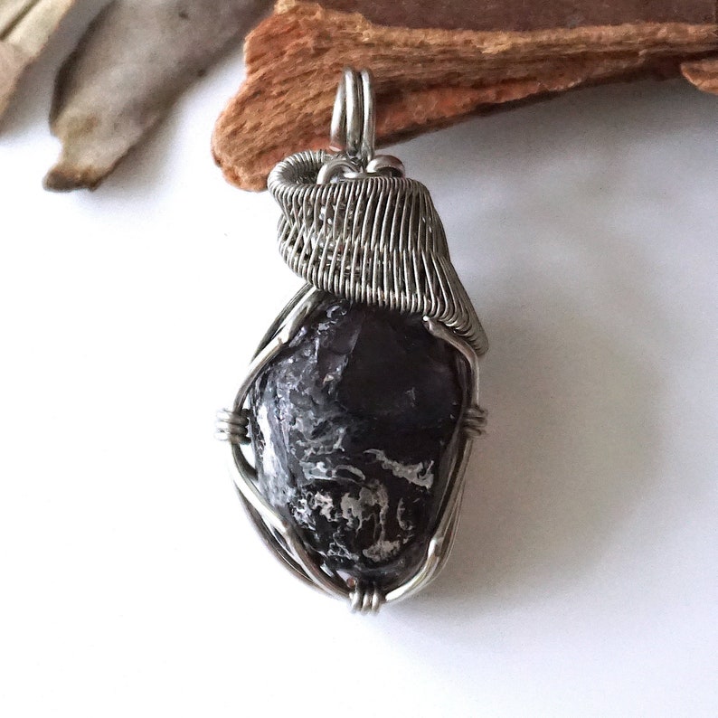 Obsidian Necklace, Apache Tears, Large Gemstone Pendant, 40th Birthday ...