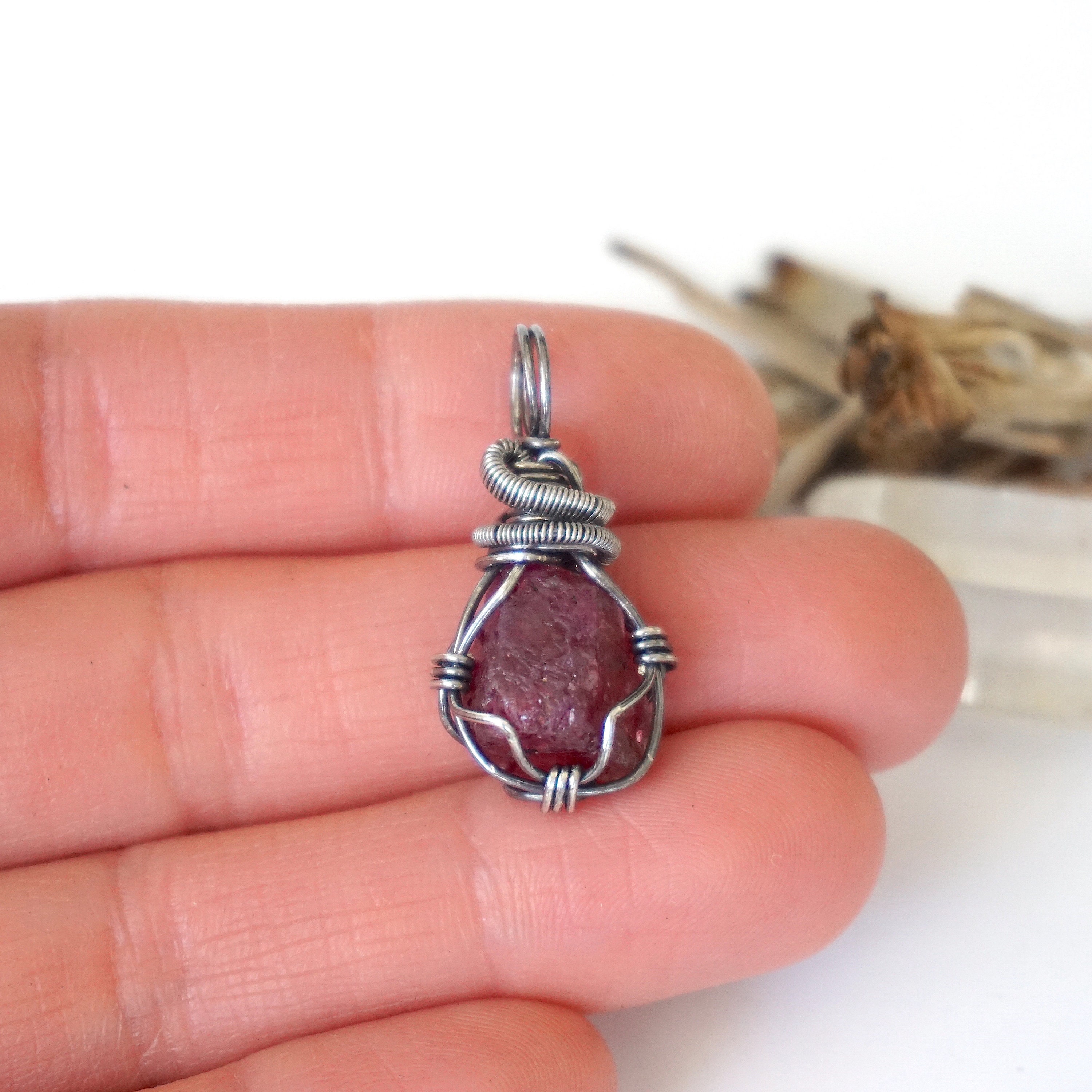 Raw Ruby Necklace Ruby Birthstone Necklace Raw Crystal | Etsy