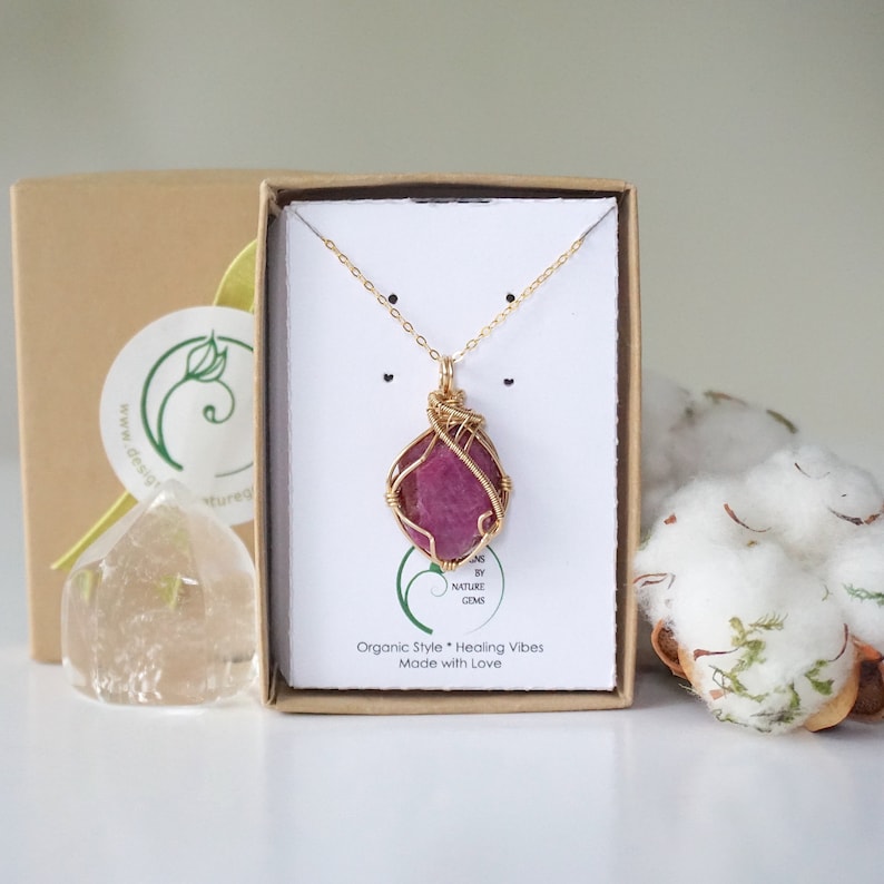Genuine Ruby Necklace, Raw Ruby Necklace, July Birthstone Necklace ...