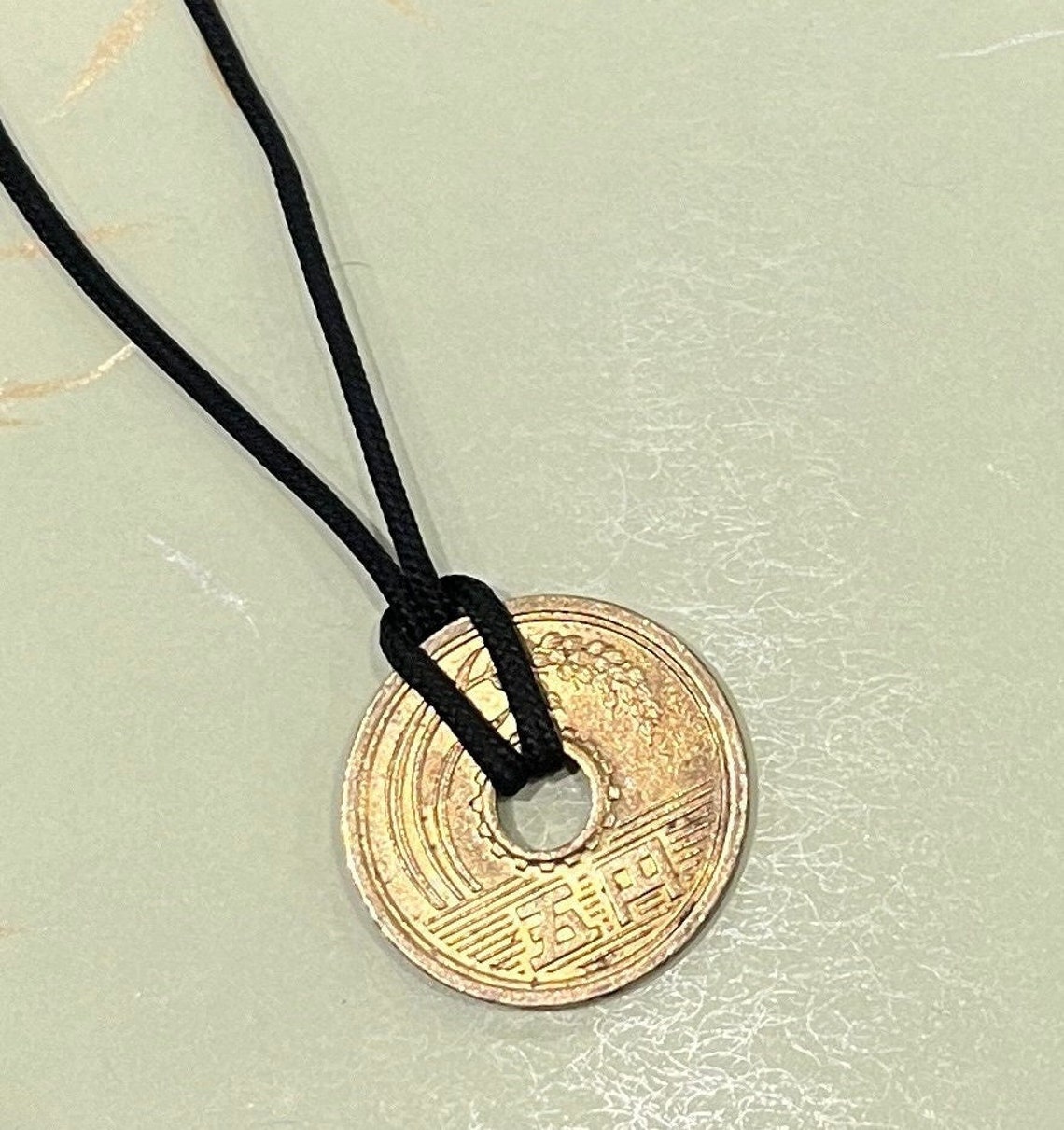 Lucky 5 Yen Japanese Coin Pendant Necklace / Good Luck Coin/ Good Luck ...