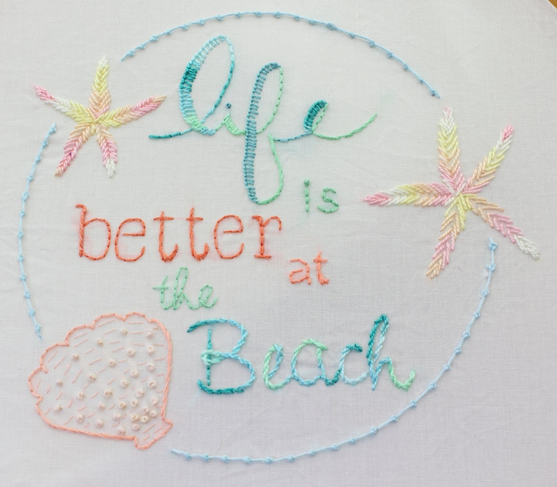 Beach House Embroidery Pattern Hand Embroidery Beach House - Etsy