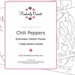 Chili Pepper Hand Embroidery Pattern Hot Pepper Chili Embroidery Chili ...