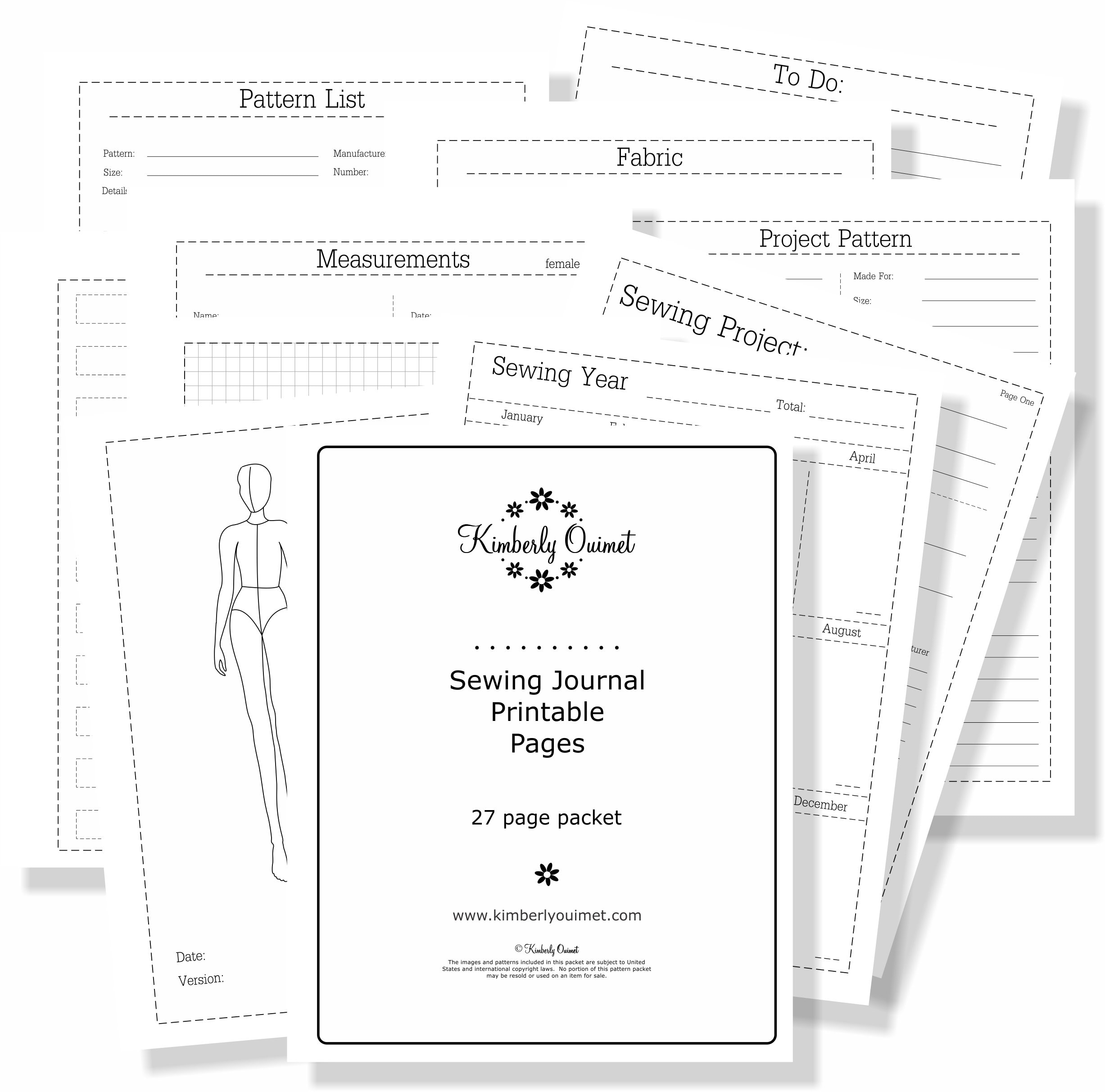 Printable Sewing Binder Set Sewing Journal Pages | Etsy