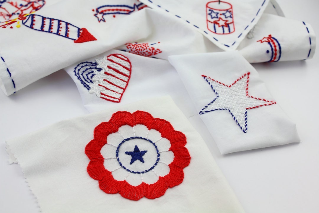 4th of July Embroidery Pattern Hand Embroidery Firecracker Fireworks ...