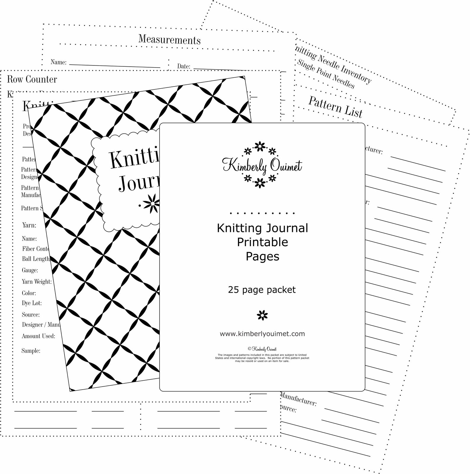 Printable Knitting Binder Set Knitting Journal Pages - Etsy