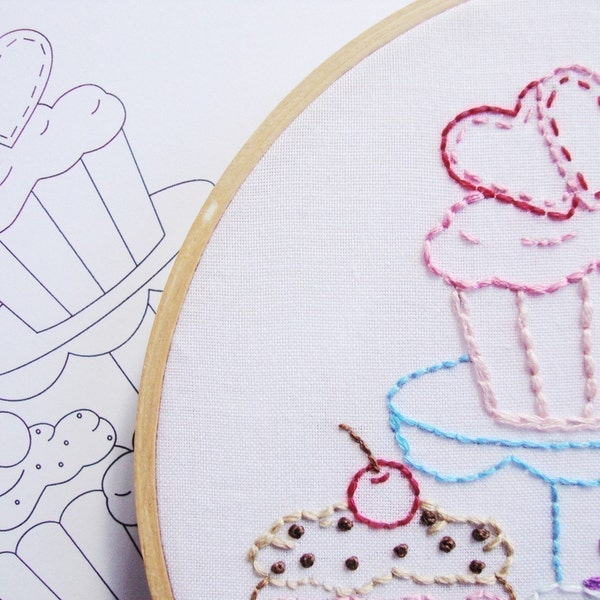 Cupcake Embroidery - Etsy