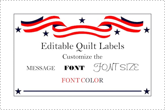 Patriotic Quilt Labels Editable Printable Quilt Labels - Etsy