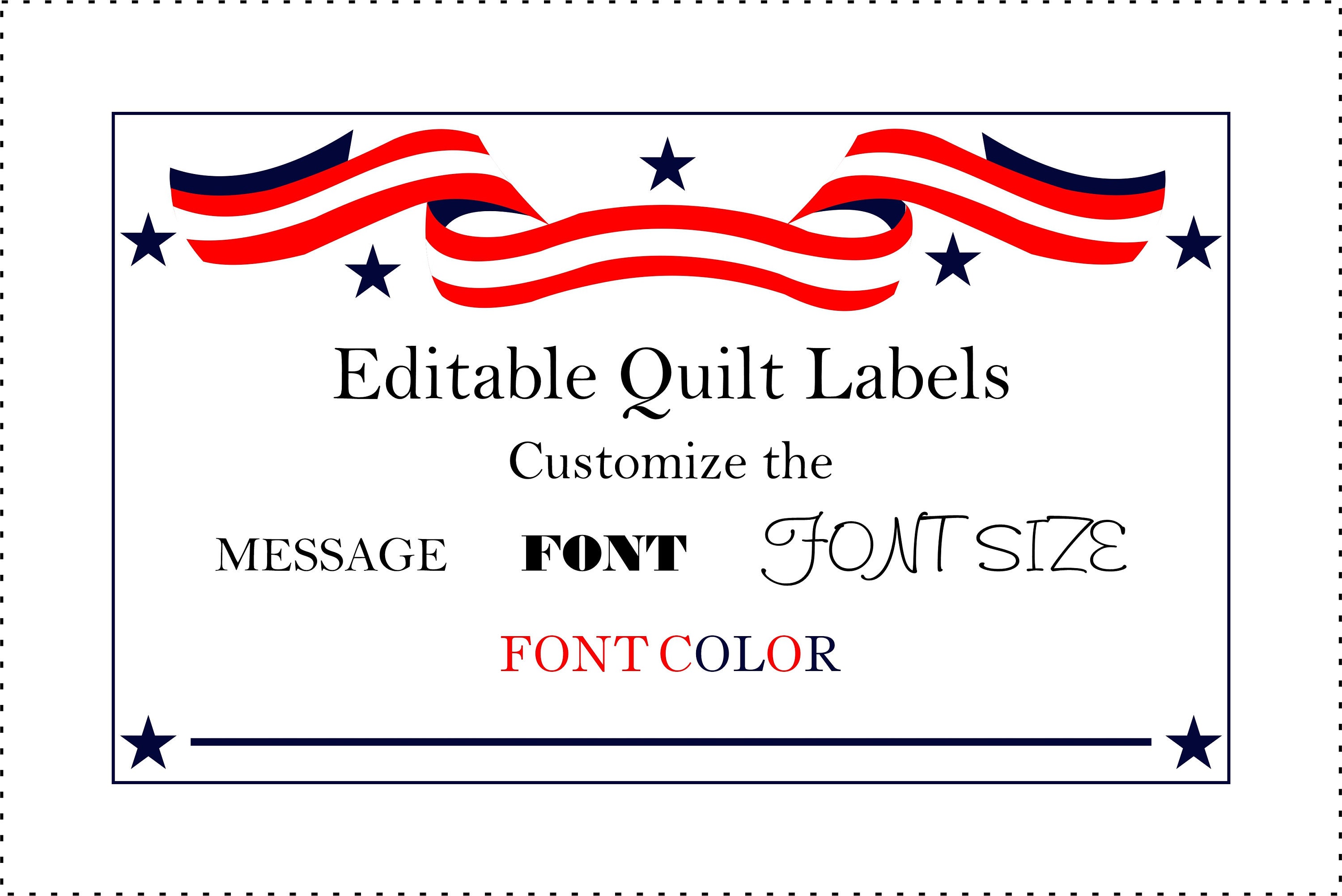 Patriotic Quilt Labels, Editable Printable (PDF) - Etsy Australia