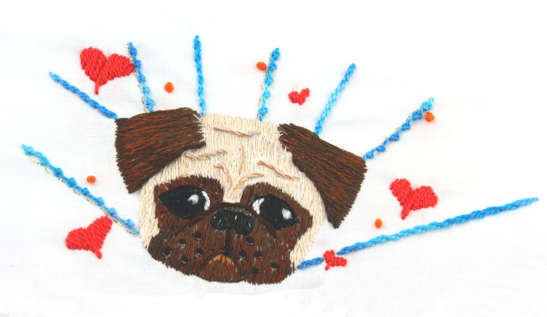 Pug Embroidery Design Pug Pattern Dog Embroidery Hand Embroidery Design ...