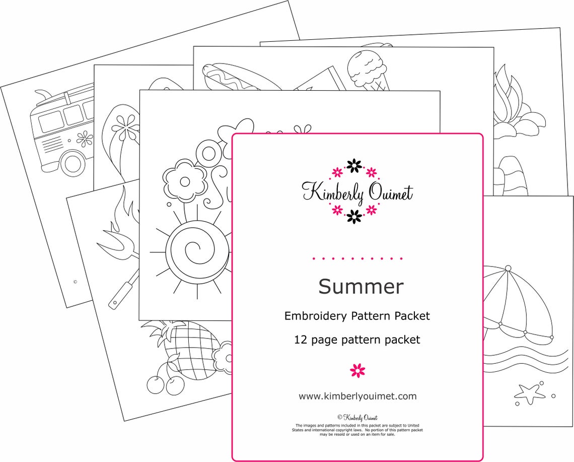 Summer Embroidery Design Hand Embroidery Pattern Printable | Etsy