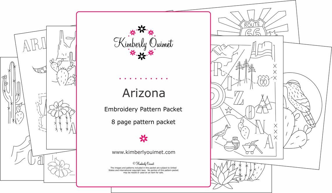 Arizona Embroidery Design Hand Embroidery Arizona Pattern | Etsy