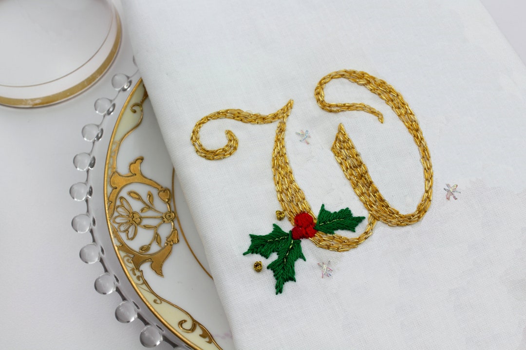 Christmas Monogram Embroidery Hand Embroidery Monogram - Etsy