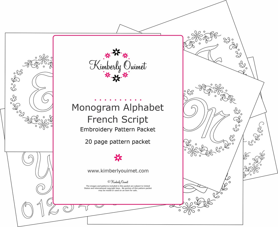 Monogram Embroidery Hand Embroidery Monogram French Script - Etsy