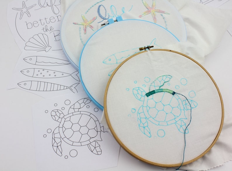 Beach House Embroidery Pattern, Coastal Decor (digital Download) - Etsy