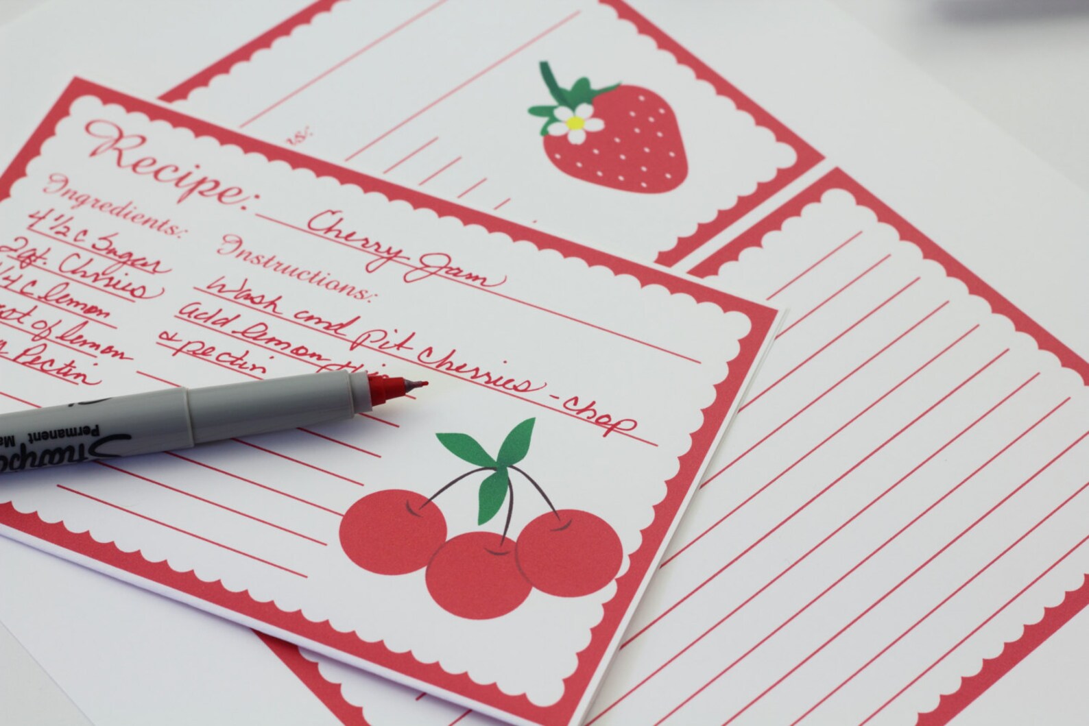 Fruit Recipe Cards 4 X 6 Editable Recipe Card Apple Peach | Etsy