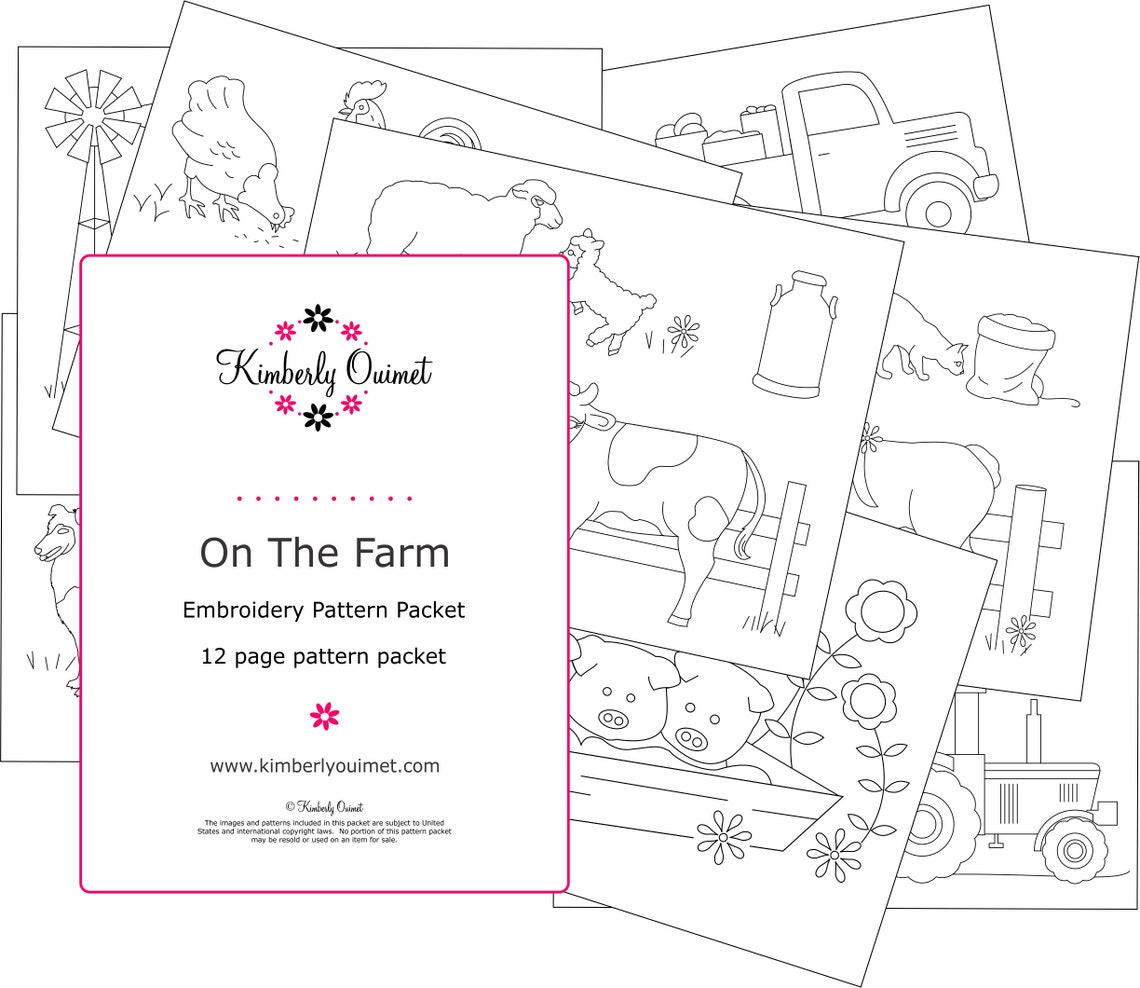 Farm Embroidery Design Tractor Embroidery Barnyard Embroidery - Etsy