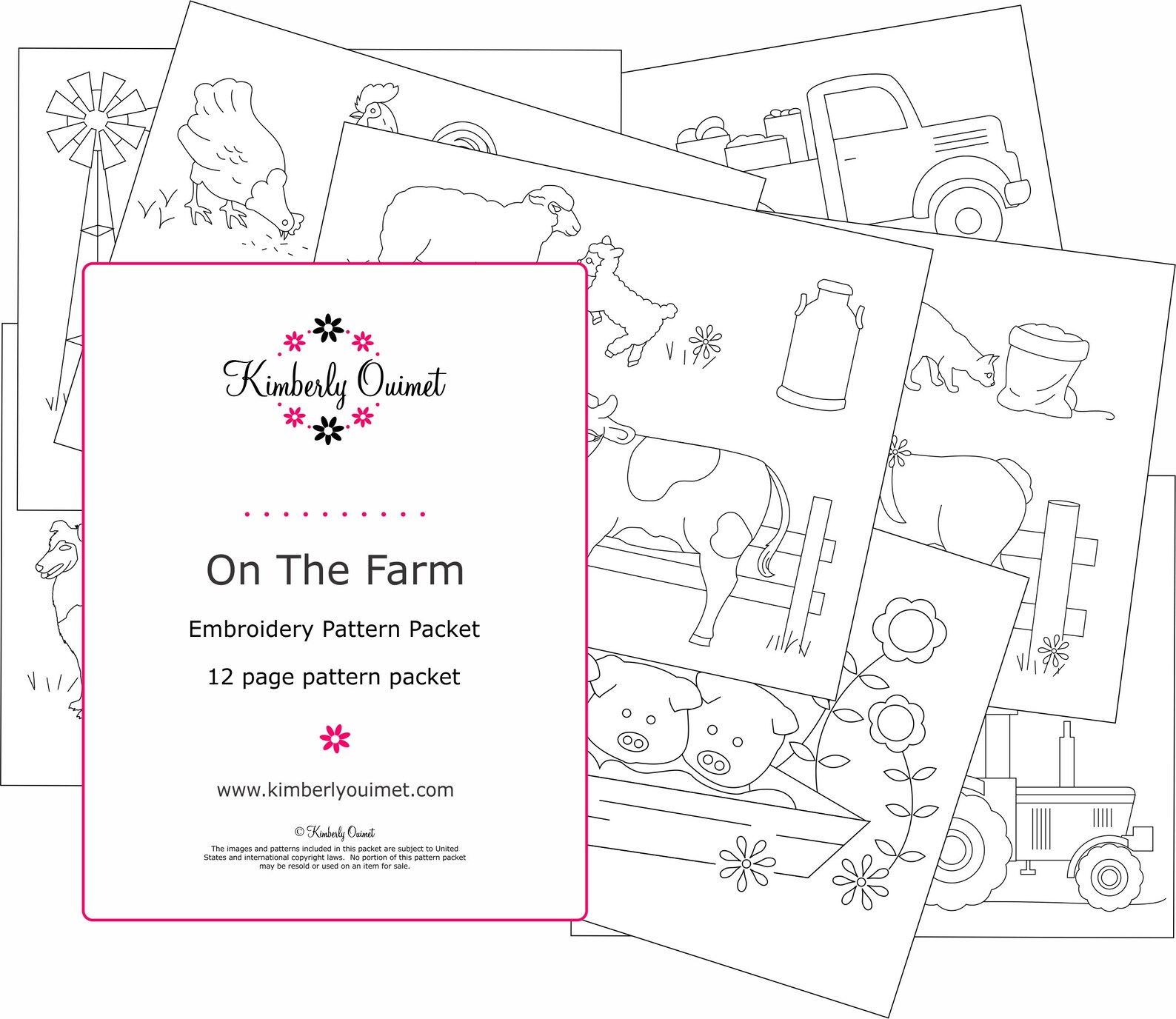 Farm Embroidery Design Tractor Embroidery Barnyard Embroidery Pattern ...