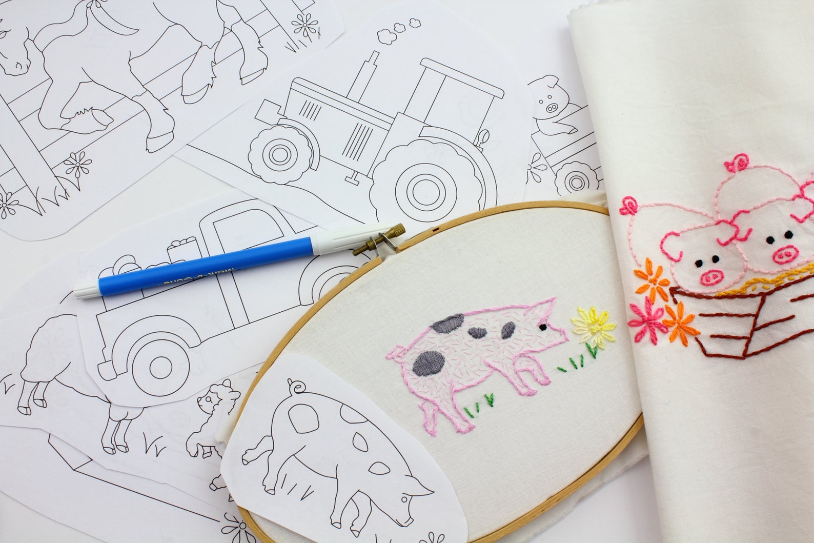 Farm Embroidery Design Tractor Embroidery Barnyard Embroidery Pattern ...