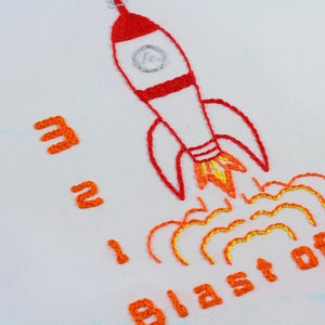 Outer Space Embroidery Pattern Rocket Ship Embroidery Design Space Art ...