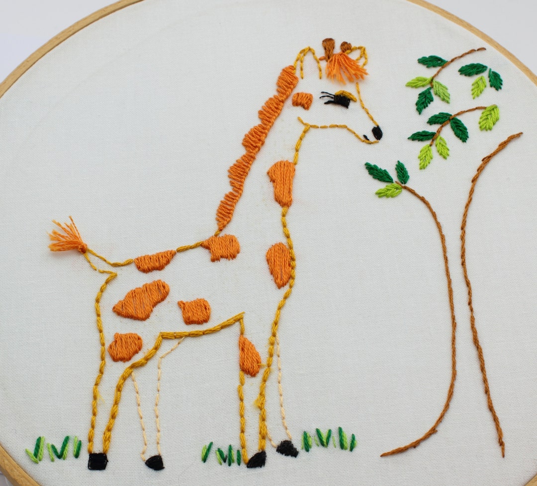 Giraffe Hand Embroidery Pattern Baby Giraffe Nursery Decor - Etsy