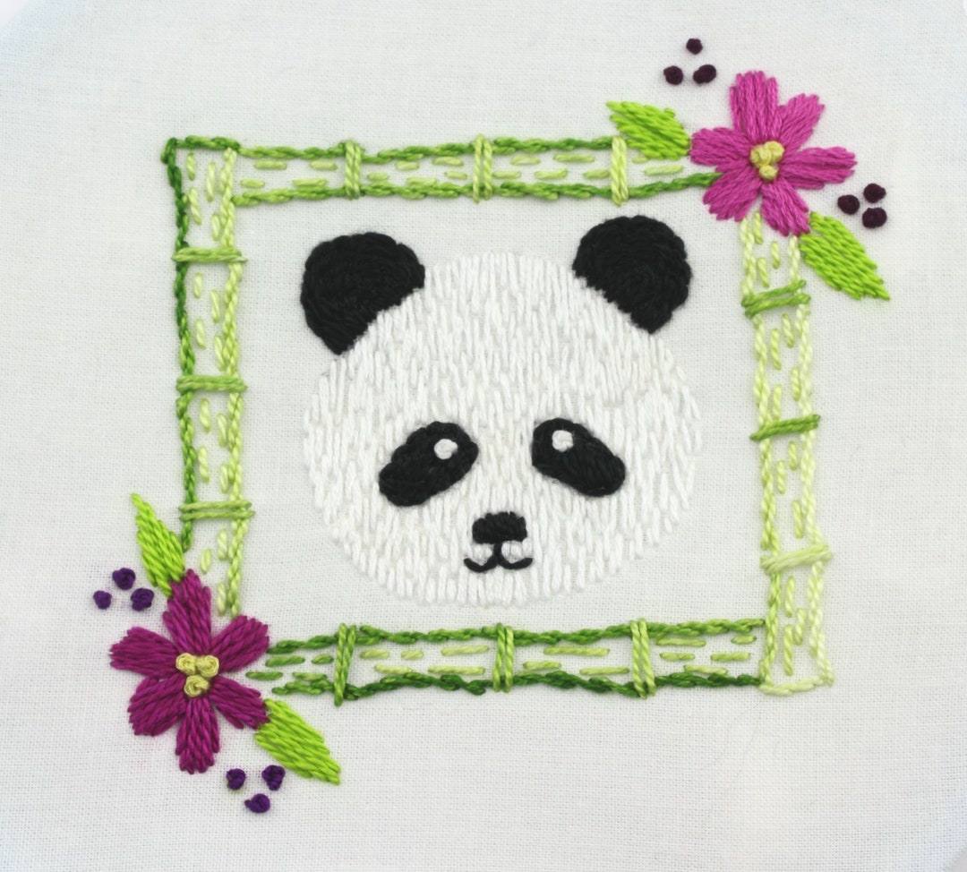 Panda Embroidery Design Panda Bear Embroidery Pattern Hand Embroidery ...