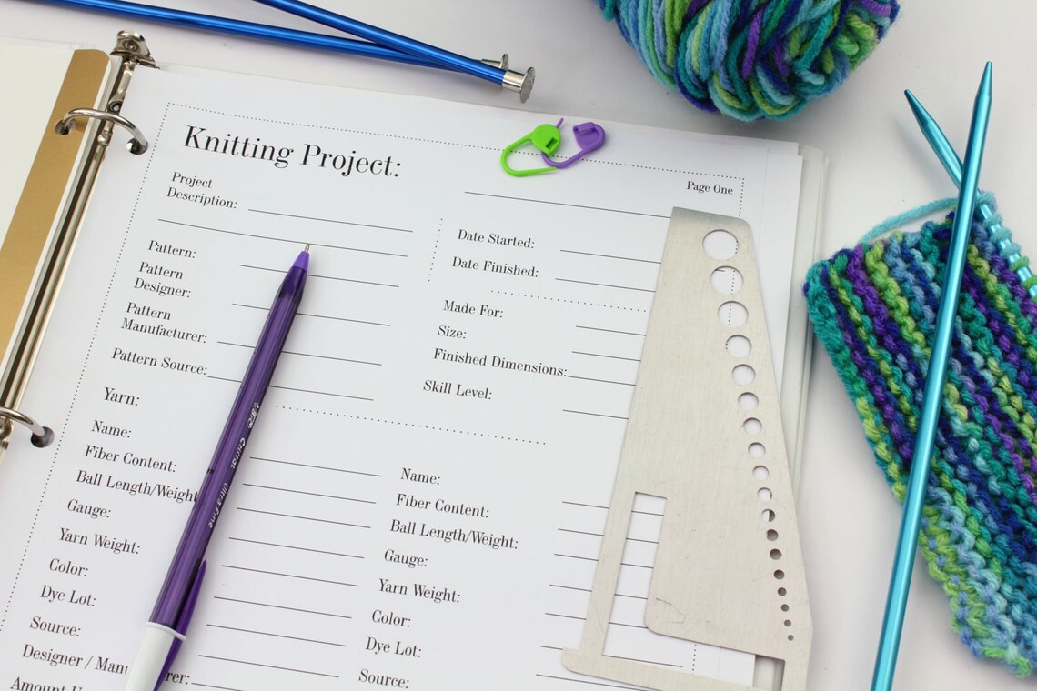 Printable Knitting Binder Set Knitting Journal Pages - Etsy
