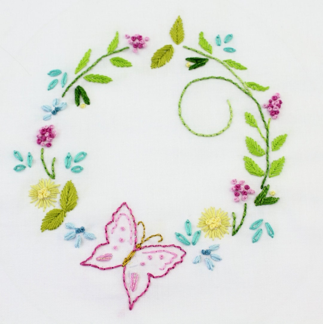 Butterfly Garden Embroidery Design Butterfly Hand Embroidery Pattern - Etsy