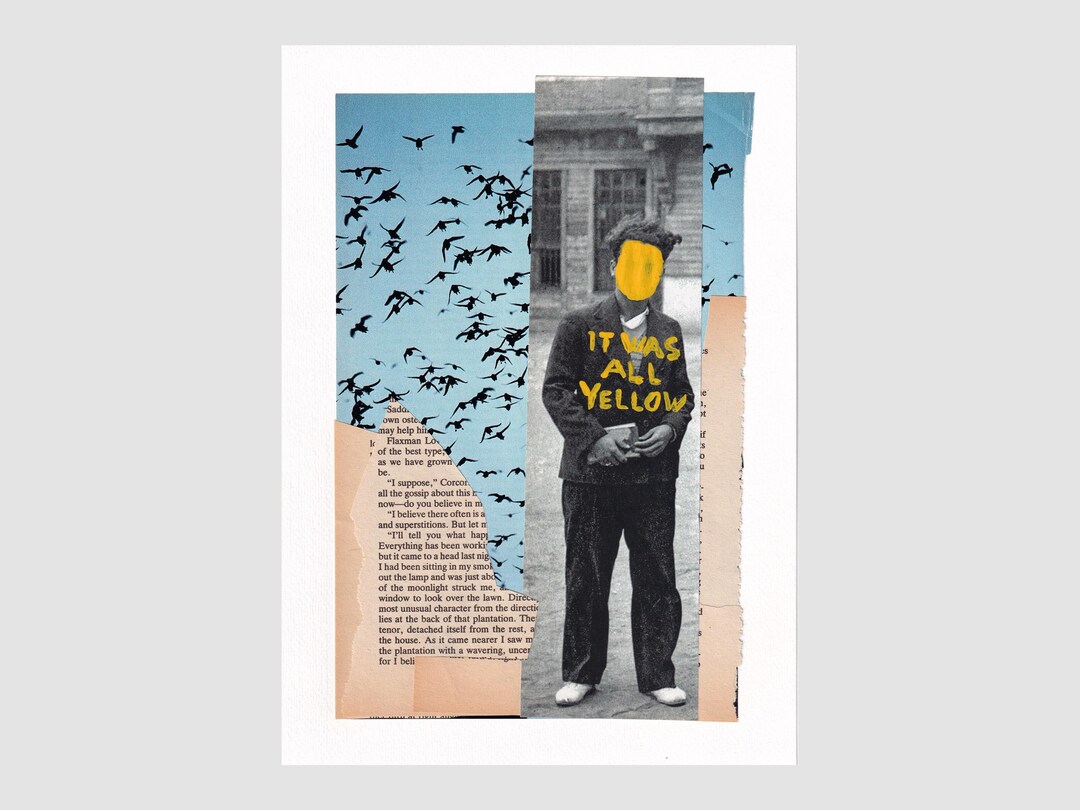 Contemporary Collage Art Print Yellow - Etsy