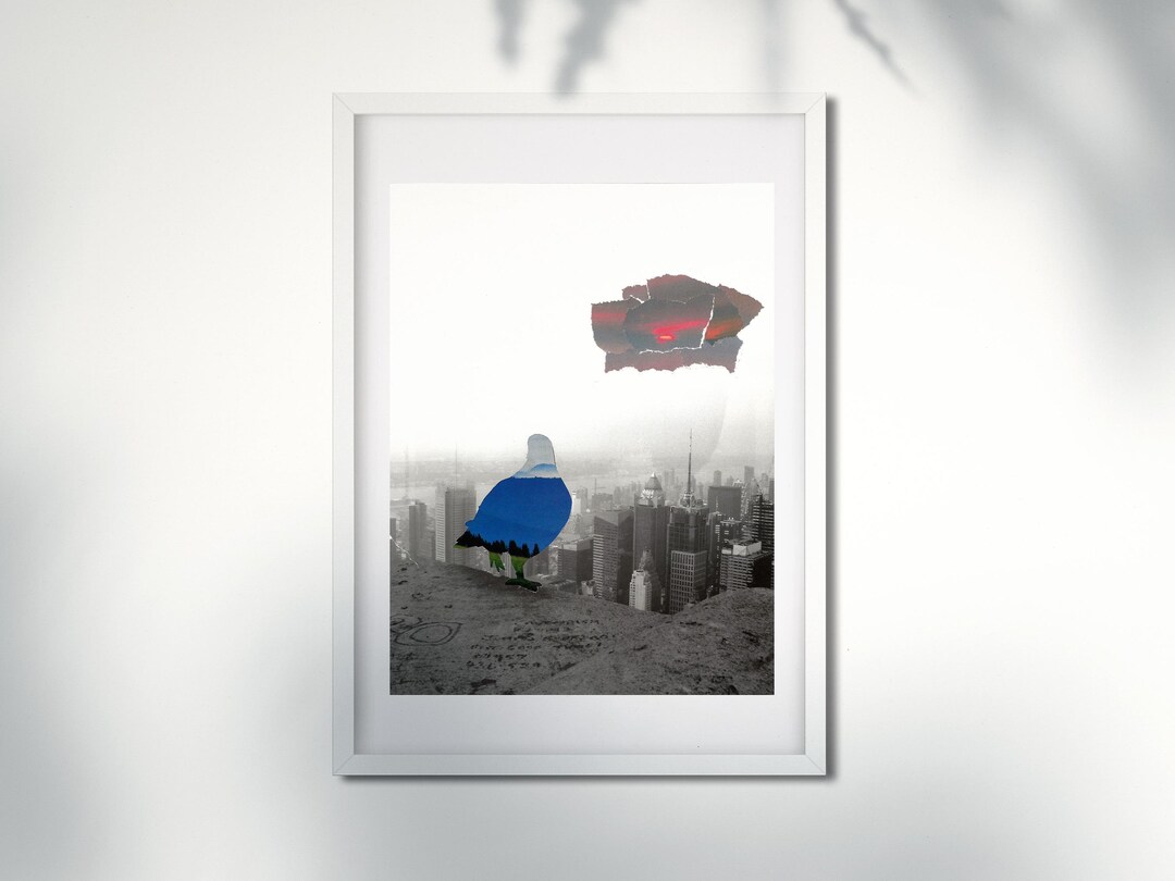Collage Art - Printable Collage Work - Pigeon - Etsy
