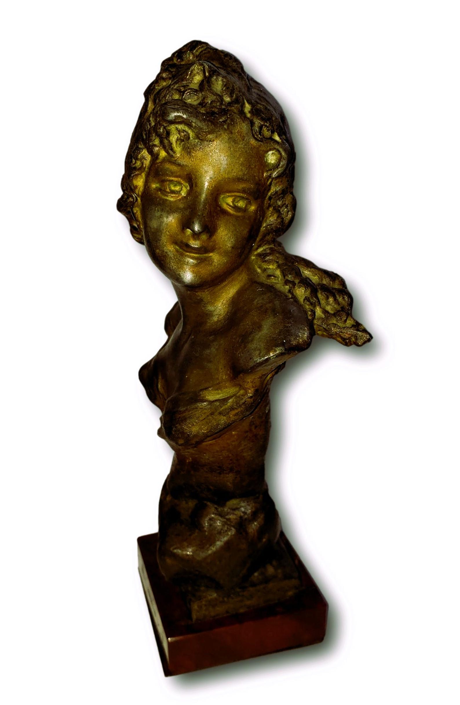 Vintage Bronze Finish Bust: Art Nouveau Style Sculpture - Etsy