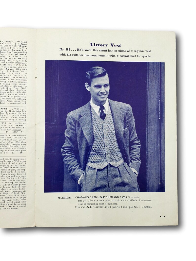 1940s Men's Sweater Knitting Patterns: WWII Civilian Defense Era (book ...