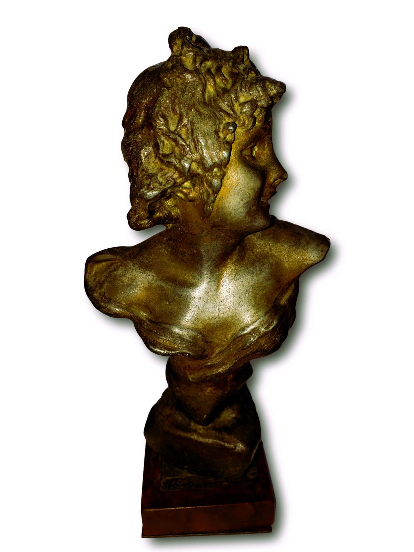 Vintage Bronze Finish Bust: Art Nouveau Style Sculpture - Etsy