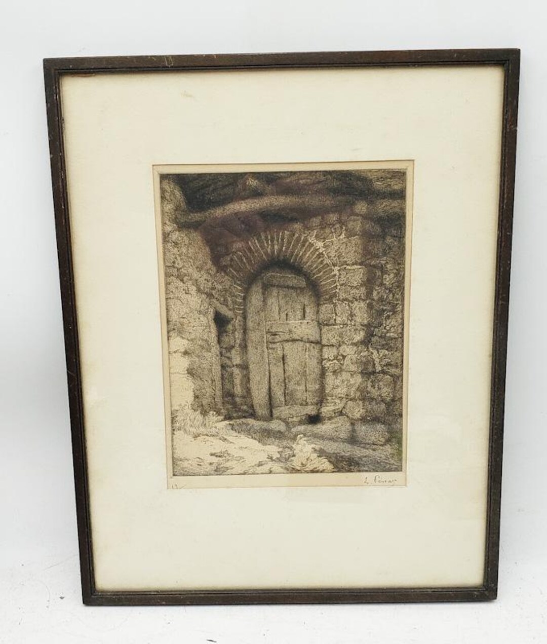 Piranesi Style Architectural Etching: Rustic Doorway Scene, Framed ...