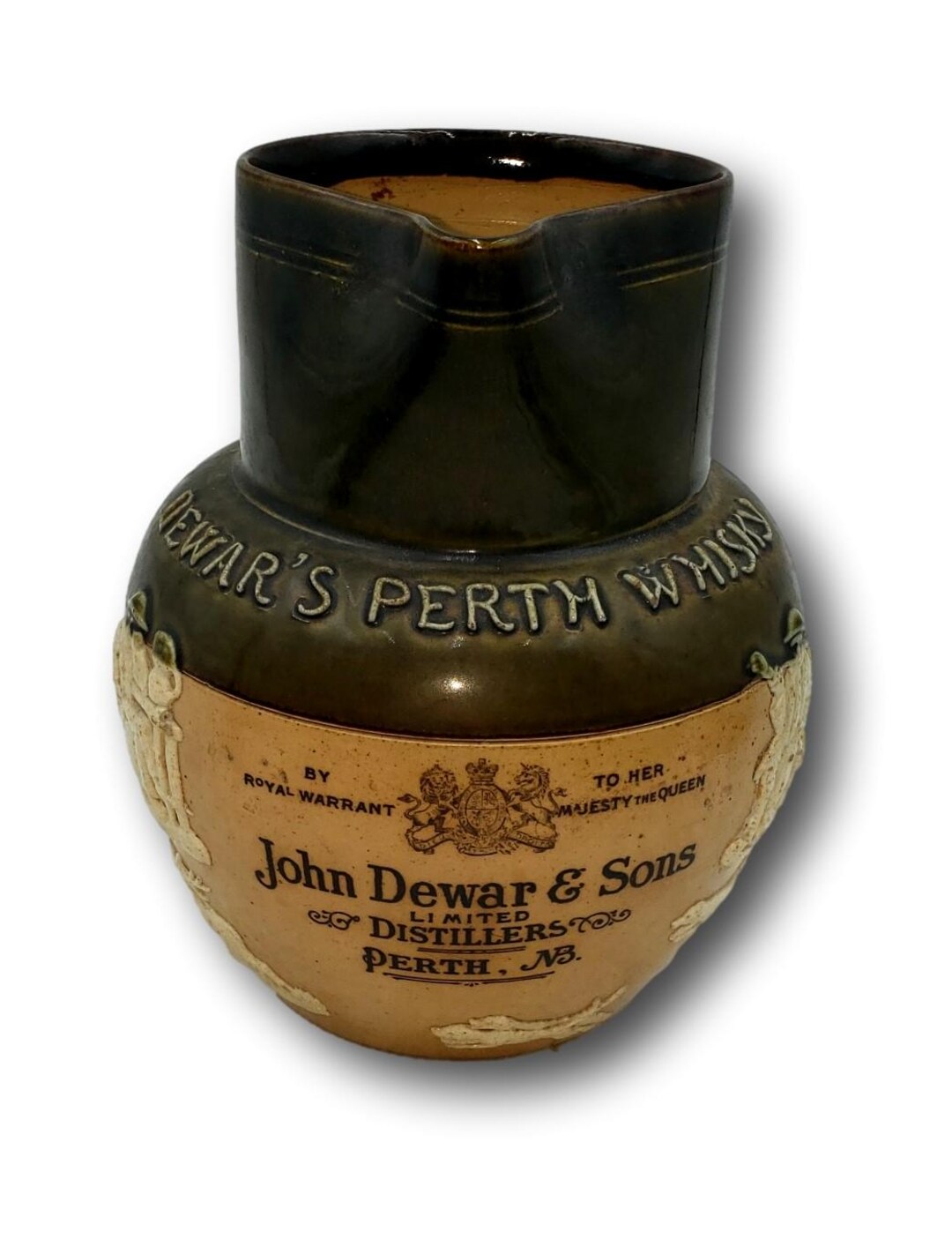 Antique John Dewar & Sons Perth Whisky Jug Doulton Stoneware Royal ...