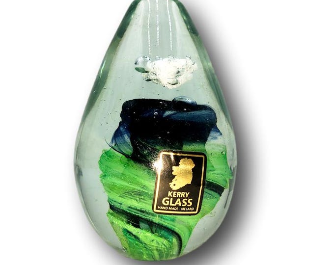 Hand Blown Kerry Glass Paperweight: Irish Green Swirl Egg Shape - Etsy