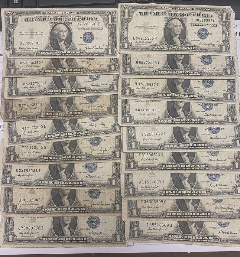 100pcs Old 1935 U.S Silver Certificates Notes Lot**** - Etsy