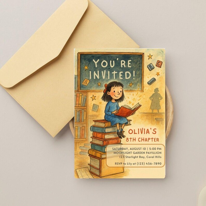 Matilda Birthday Invitation | Girl’s Book-themed Party Invite, Roald ...