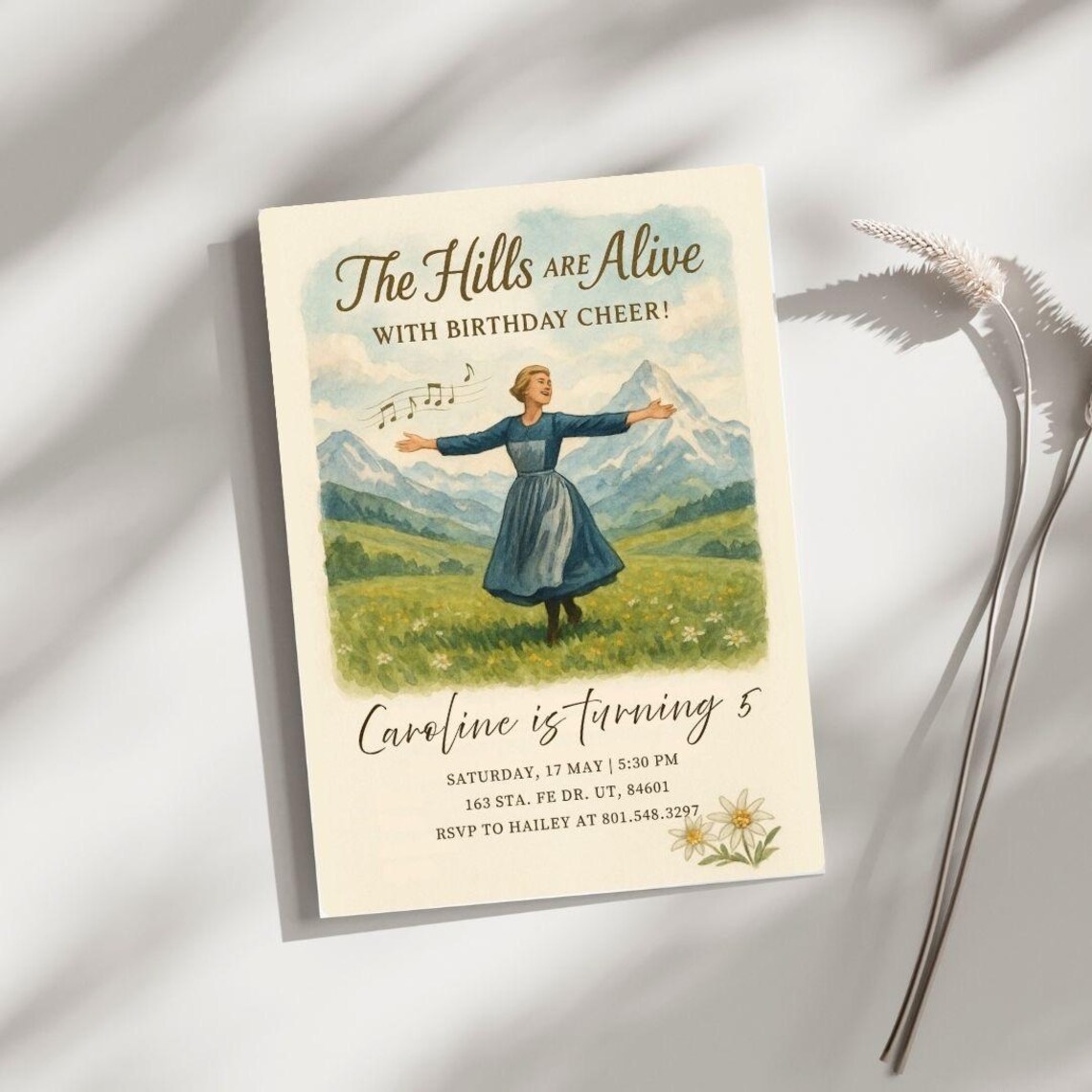 The Hills Are Alive | Sound of Music Birthday Invitation, Maria ...