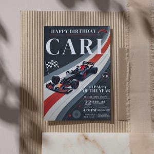 Formula 1 Birthday Invitation (2 Options) Race Car Digital Kids Invite ...