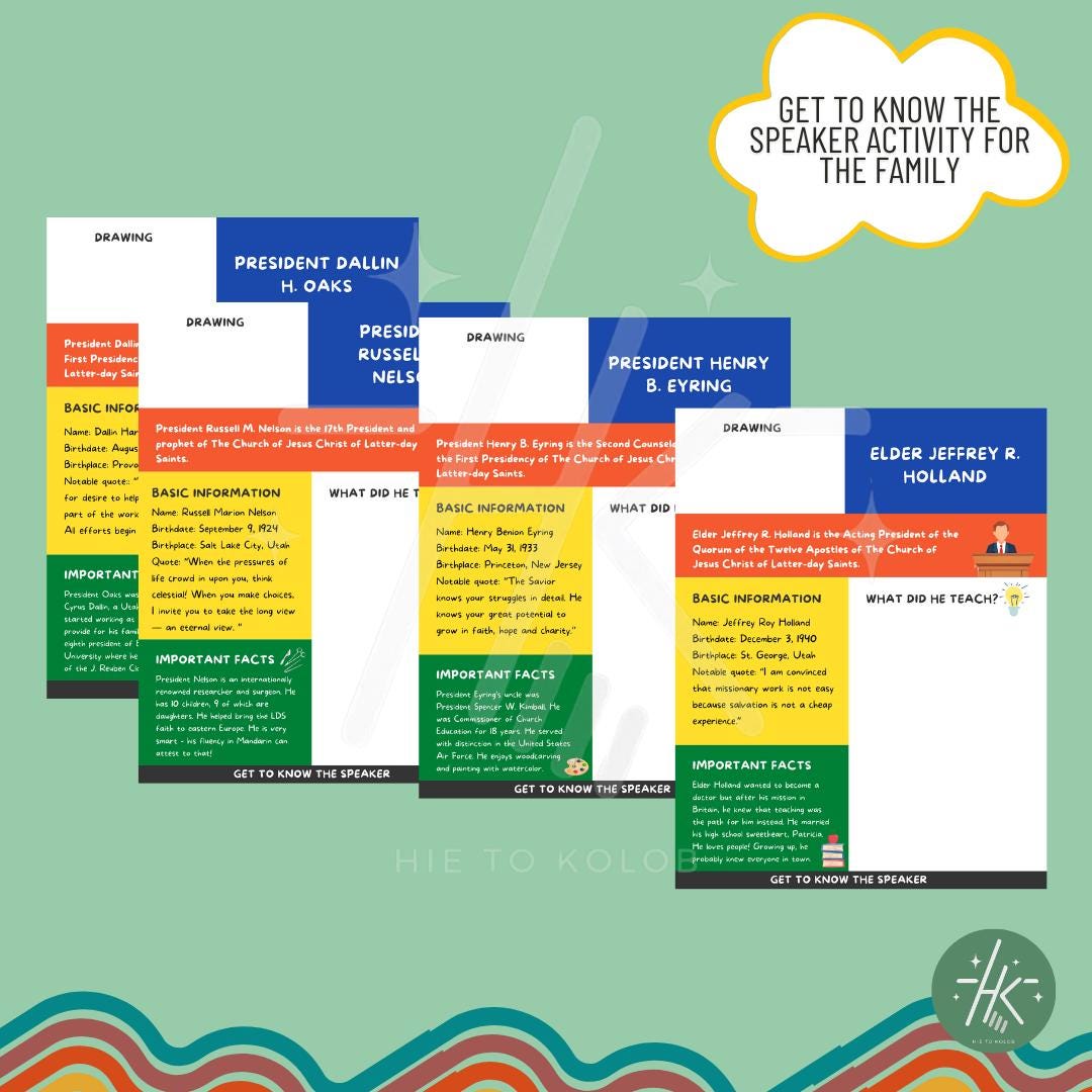 LDS General Conference Family Activity Packet, General Conference Kids ...