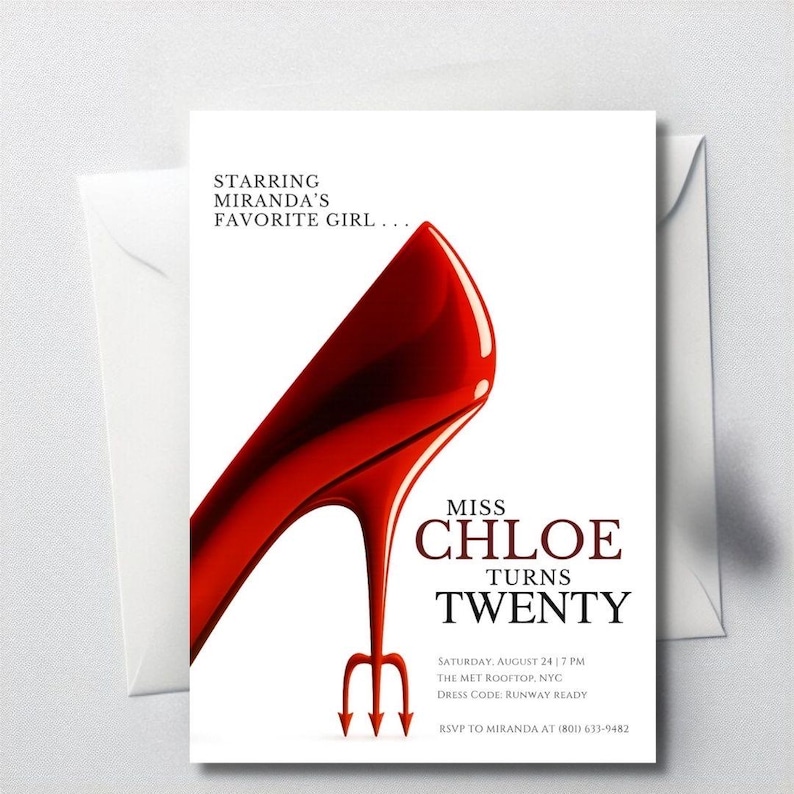 The Devil Wears Prada Birthday Invitation | Fashion Party Invite ...