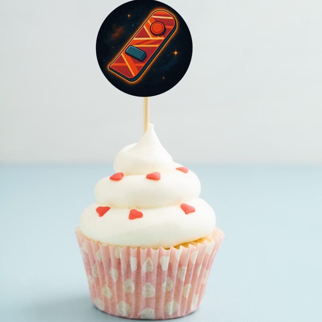 Back to the Future Cupcake Toppers – Printable 80s Sci-fi Party Decor ...