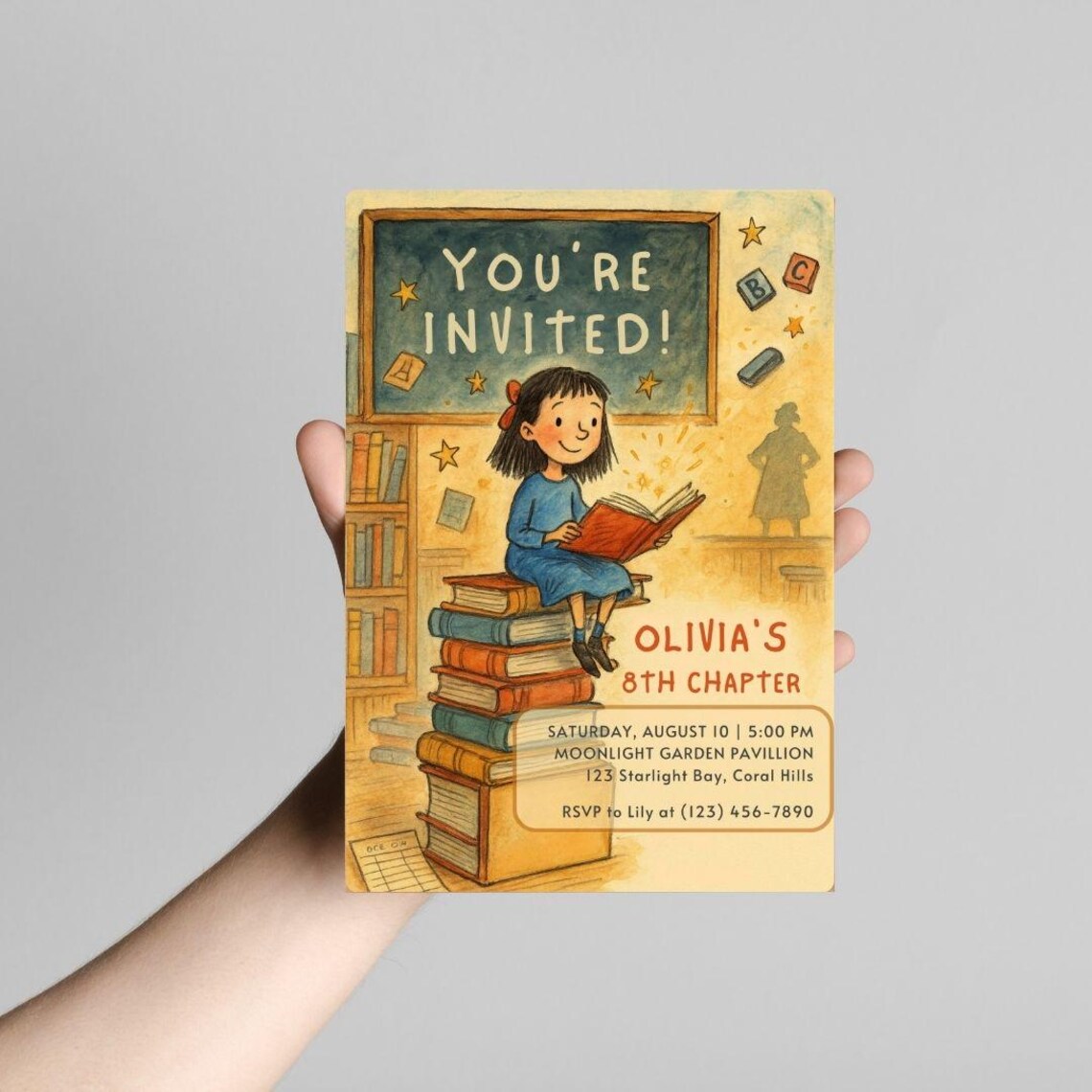 Matilda Birthday Invitation | Girl’s Book-themed Party Invite, Roald ...